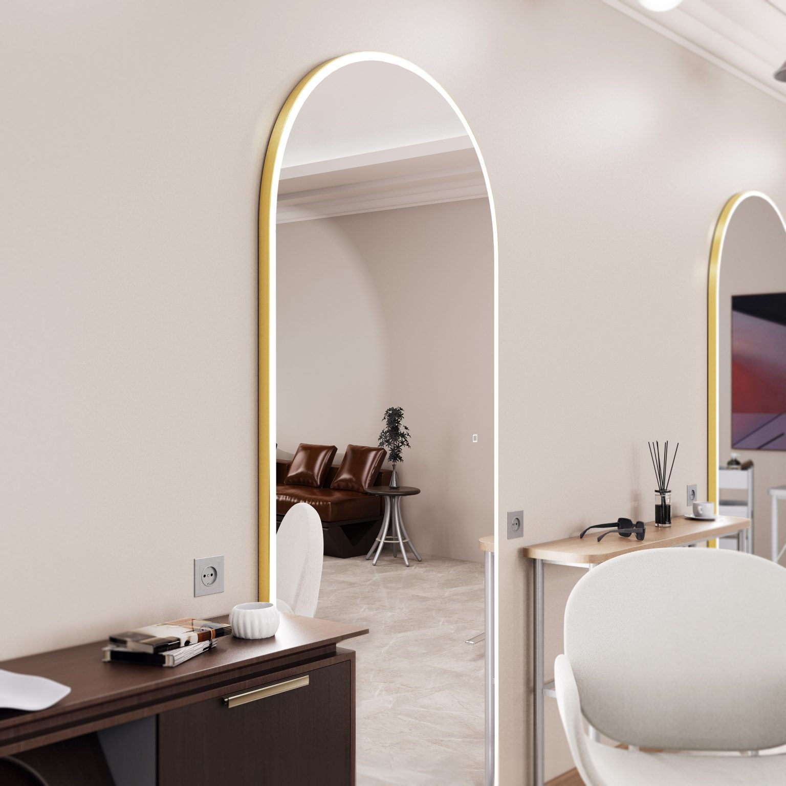 BA02 LED Arch-Top Half-Length Salon Mirror - Bathroom Mirror,Vanity ...